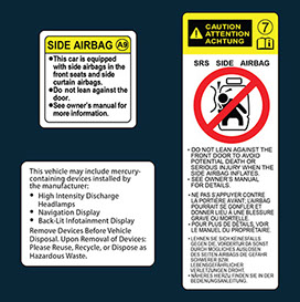 Replacement Airbag & Mercury Warning Labels-Airbag Sticker Replacement ...