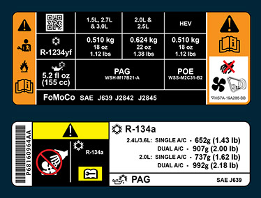 AC & R-134 Coolant Replacement Labels-Replacement Air Conditioning ...