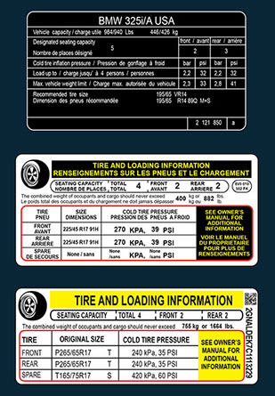 Tire Pressure Label Replacement-Auto Tire Pressure Sticker Replacement ...